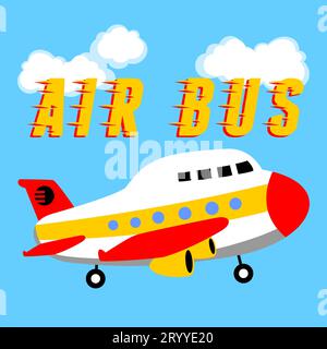A vector cartoon illustration of a commercial airplane flying in the ...