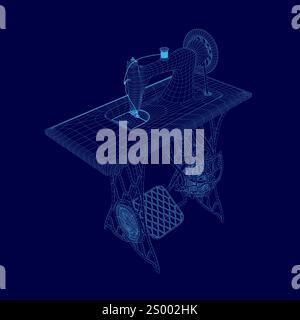 sewing machine outline. Isometric view. vector illustration Stock ...