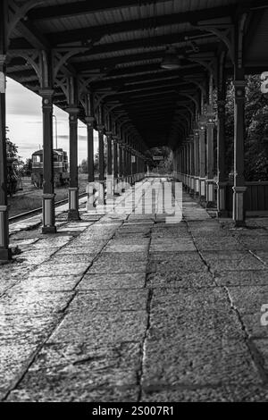 Old station, wooden arches, station building Stock Photo - Alamy