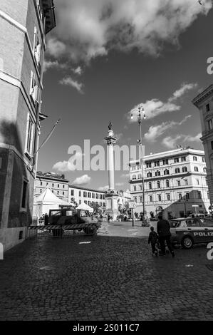 Rome, Italy - April 7, 2019: The Column of Peace in the middle of the ...