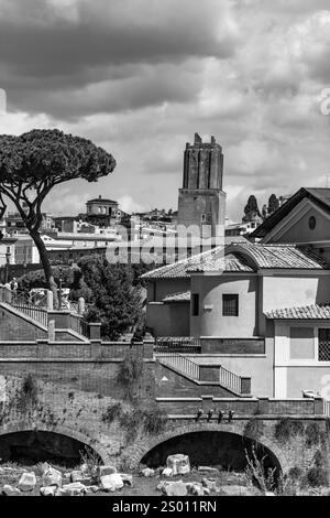 La Torre delle Milizie, an ancient leaning tower next to the Trajan ...