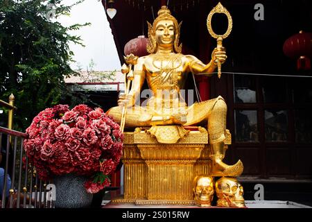 Ancient Yama Deity of death or Prince devil statue in spirit underworld hell for thai people ...