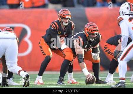 Cincinnati Bengals center Ted Karras (64) lines up for a play during an ...