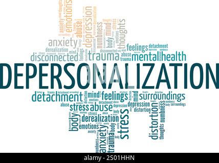 Depersonalization word cloud conceptual design isolated on white ...