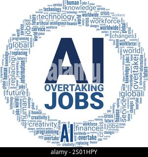 AI Artificial Intelligence Overtaking Jobs word cloud conceptual design ...