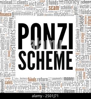 Ponzi scheme word cloud concept. Collage made of words about Ponzi ...