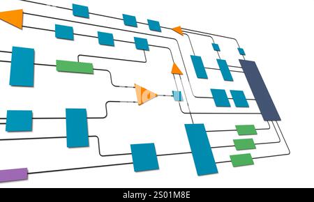Node tree, industrial process, connected, abstract. Node tree ...