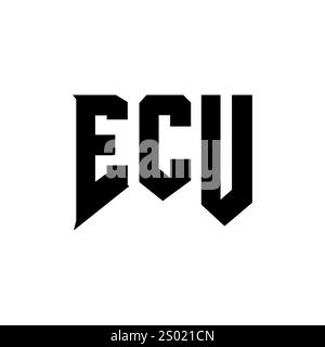 ECU letter logo design for technology company. ECU logo design black ...