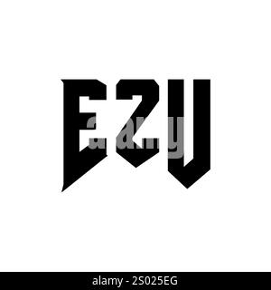 EZU letter logo design for technology company. EZU logo design black ...