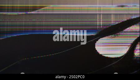 Screen failure. Fractured old background. Wavy scratched digital glitch ...