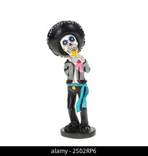 Skeleton character in costume for Day of the Dead dancing isolated on ...