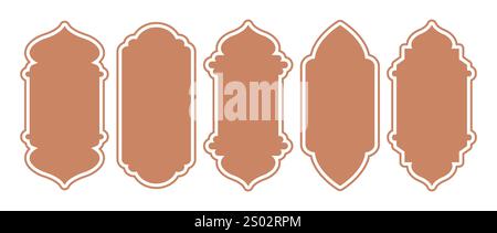 Arab windows set on white wall background. Vector realistic ...