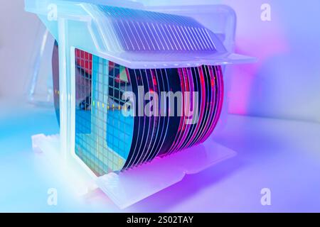 patterned silicon wafers in a universal pod. Electronic circuit designs ...