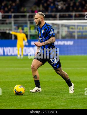 Federico Dimarco of Fc Internazionale in action during the UEFA Champions League 2024/25 quarter ...