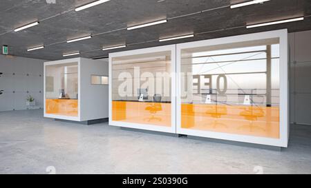 modern capsule office interior, 3d rendering business concept design ...