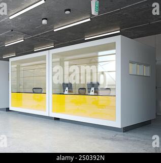 modern capsule office interior, 3d rendering business concept design ...