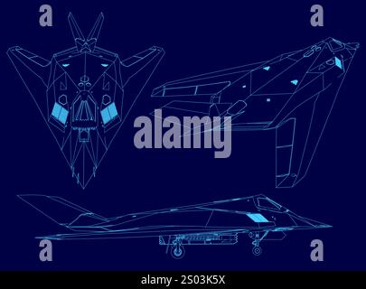 Illustration of the contour aeroplane side view Stock Vector Image ...