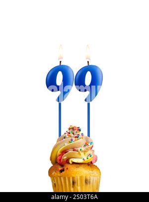 Number 99 candle - Birthday card design in orange background Stock ...