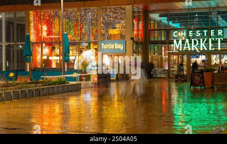 Chester Market in heavy rain in December 2024 Stock Photo - Alamy