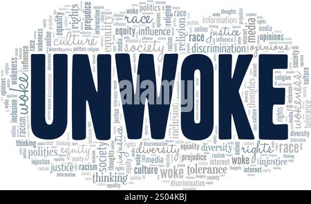 Unwoke word cloud conceptual design isolated on white background Stock ...