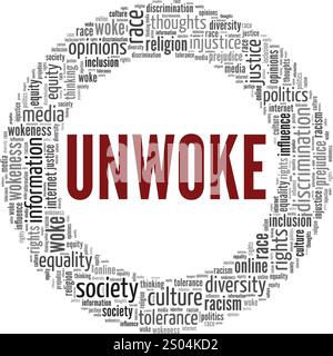 Unwoke word cloud conceptual design isolated on white background Stock ...