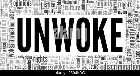 Unwoke word cloud conceptual design isolated on white background Stock ...