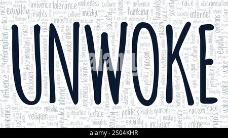 Unwoke word cloud conceptual design isolated on white background Stock ...