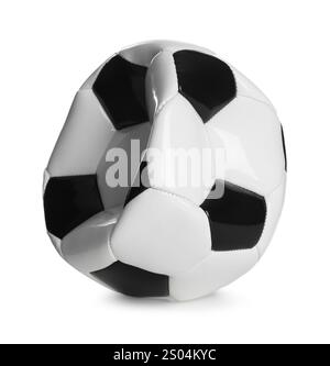 One deflated soccer ball isolated on white Stock Photo - Alamy