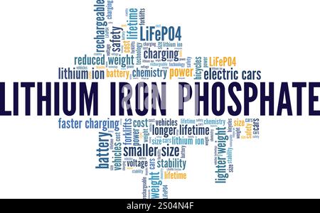 Lithium Iron Phosphate LiFePO4 word cloud conceptual design isolated on ...
