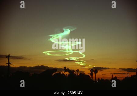 Missile contrail in the skies over San Diego, California from a missile ...