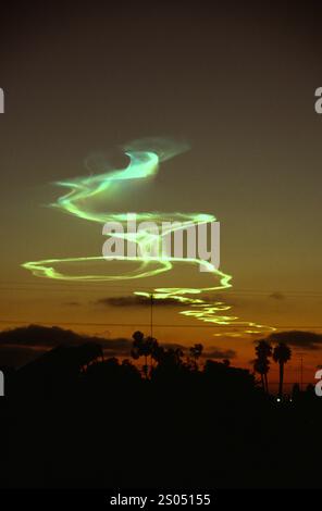 Missile contrail in the skies over San Diego, California from a missile ...