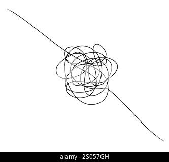 Tangled grungy round scribble hand drawn with thin line, divider shape ...