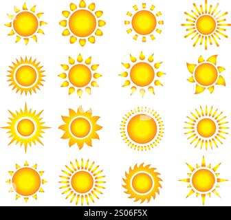 sun shape symbol, vector illustration of simple yellow star Stock ...