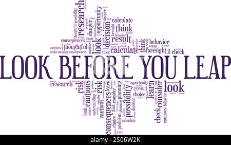 Look Before You Leap word cloud conceptual design isolated on white ...