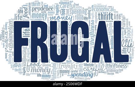 Frugal word cloud conceptual design isolated on white background Stock ...