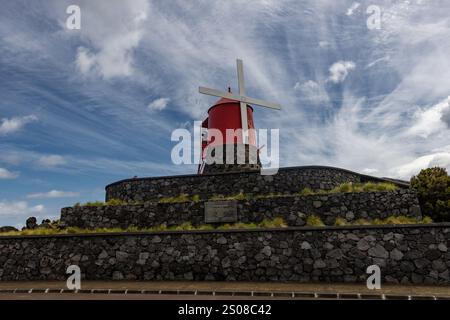 Traditional windmills on Pico island Azores Portugal Stock Photo - Alamy