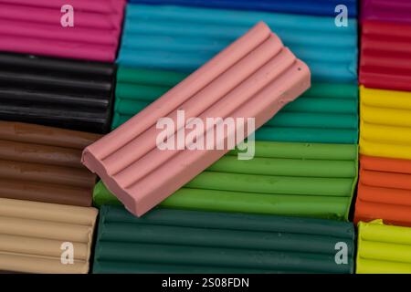 plasticine of different colors for modeling, a simple multi-colored ...