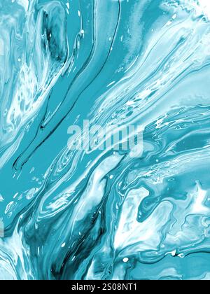 Abstract creative blue hand painted background, fluid art, marble ...