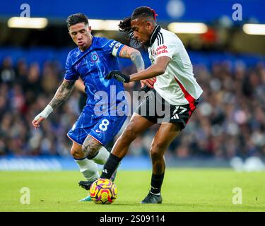 Enzo Fernández Of Chelsea Under pressure from Jacob Ramsey Of Newcastle ...