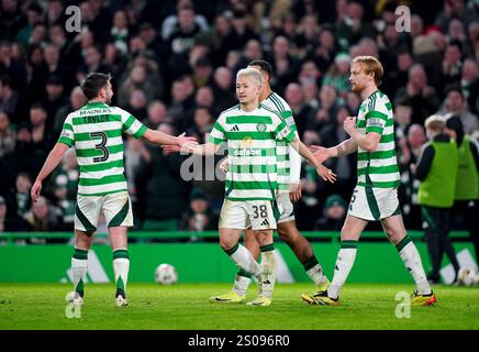 Celtic's Daizen Maeda (centre) celebrates scoring their side's second ...