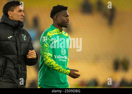 Forson Amankwah of Norwich City reacts during the Sky Bet Championship ...