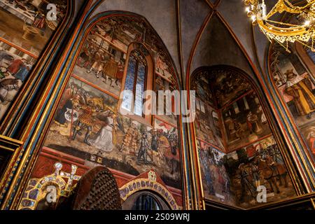St. Wenceslas Chapel with colorful frescoes and magnificent decoration ...