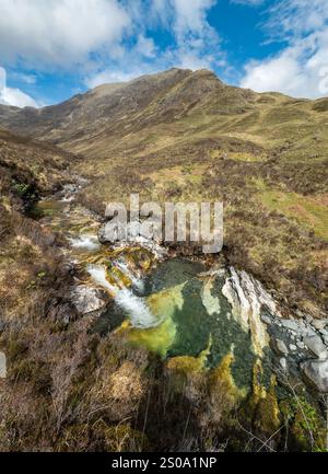 A mountain river near Torrin with Cuillin Hills, Isle of Skye Scotland ...