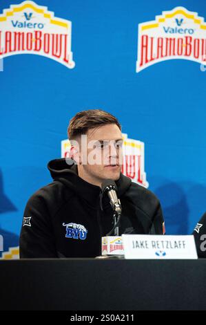 BYU Cougars quarterback Jake Retzlaff (12) against the Colorado Buffaloes during the Alamo Bowl ...