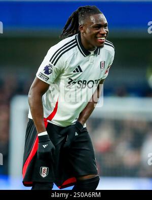 Calvin Bassey of Fulham reacts. Premier league match, Everton v Fulham ...