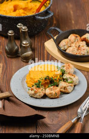 Pumpkin chicken meatballs Stock Photo - Alamy