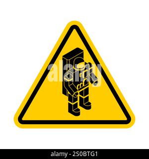 Astronaut Warning sign yellow. Cosmonaut Hazard attention symbol ...