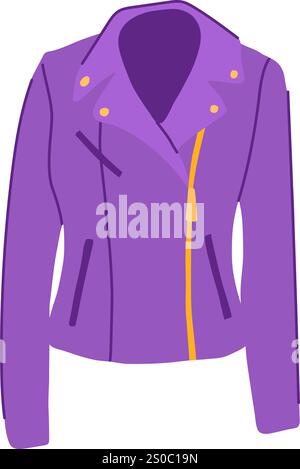 designer leather jacket female cartoon vector illustration Stock Vector ...