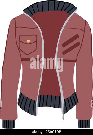 designer leather jacket female cartoon vector illustration Stock Vector ...