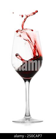 Red wine splashing in glass on white background Stock Photo - Alamy